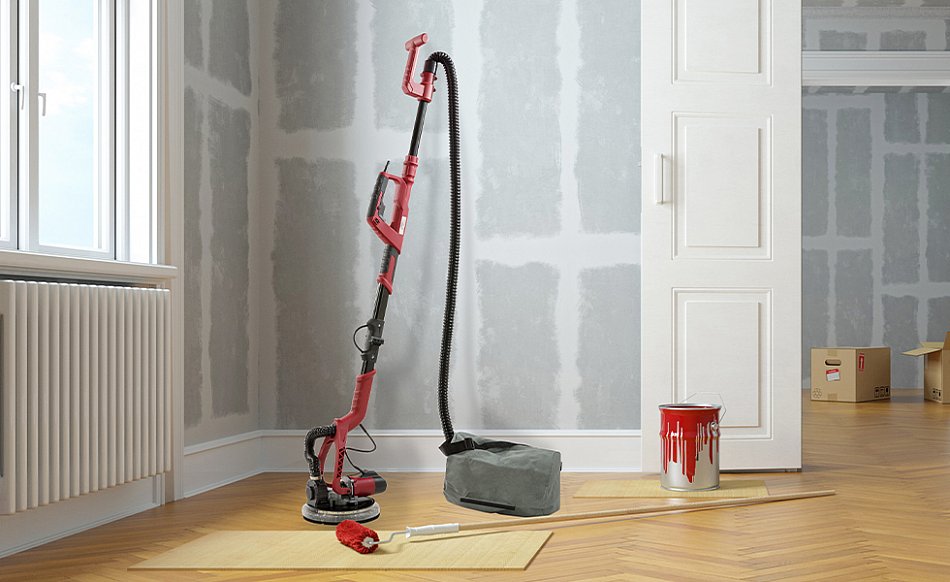 AREBOS Long-Neck Sander Drywall Sander Wall-Ceiling Sander 750 watt, Ø ...