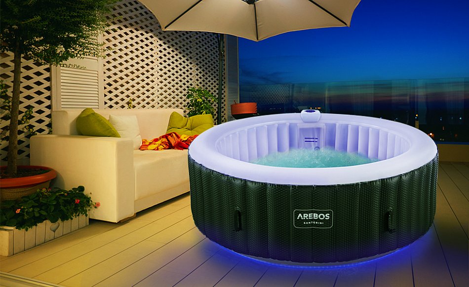 AREBOS In-Outdoor Whirlpool Spa Pool Wellness Massage Inflatable Round ...